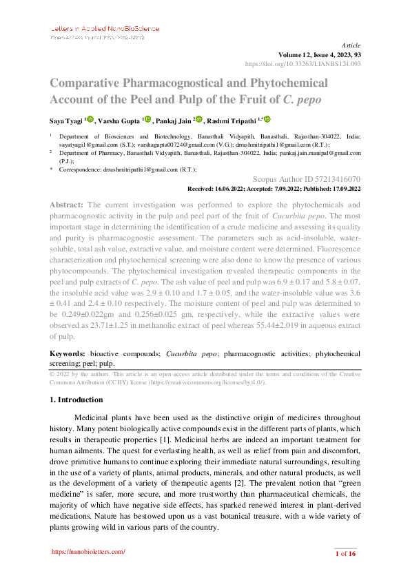 (PDF) Comparative Pharmacognostical and Phytochemical Account of the ...