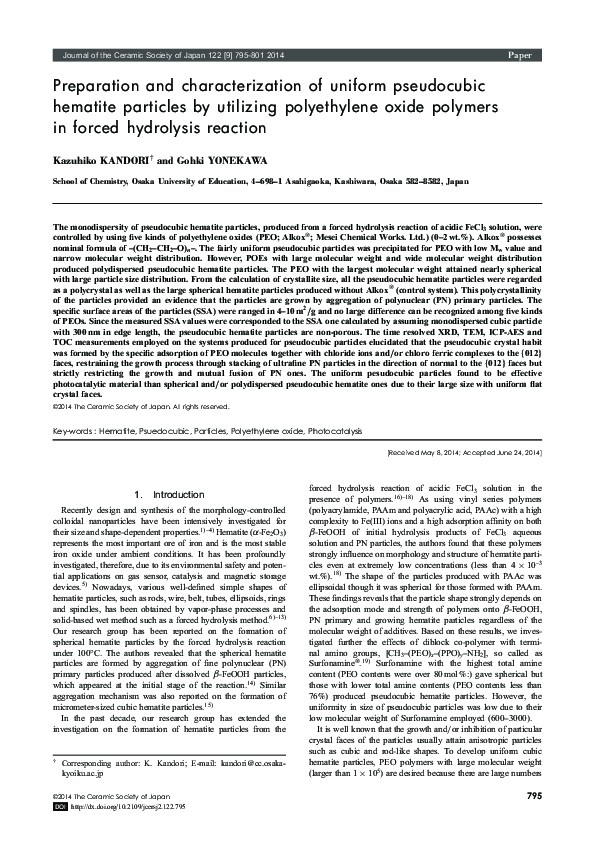(PDF) Uniform Pseudocubic Hematite Particles via PEO