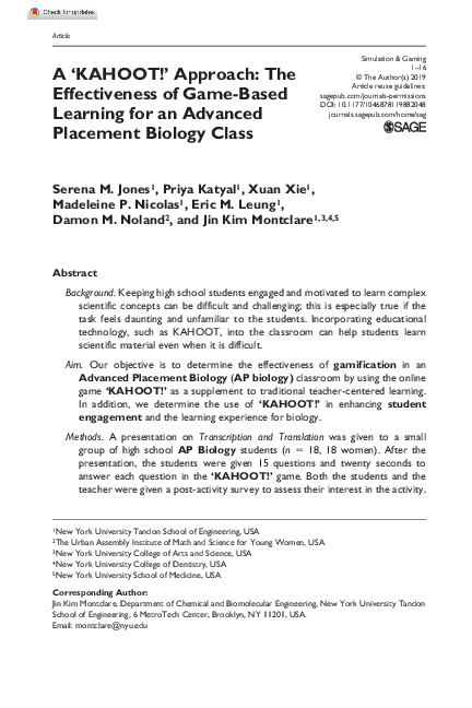 (PDF) A ‘KAHOOT!’ Approach: The Effectiveness of Game-Based Learning ...