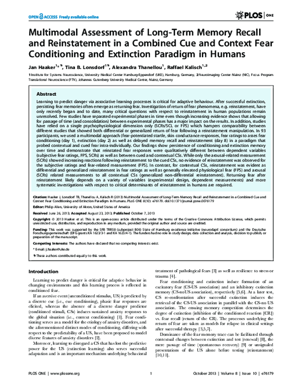 (PDF) Multimodal Assessment of Long-Term Memory Recall and Reinstatement in a Combined Cue and ...