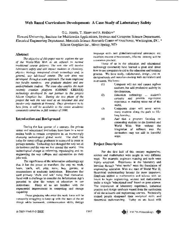 (PDF) Web based curriculum development: a case study of laboratory safety