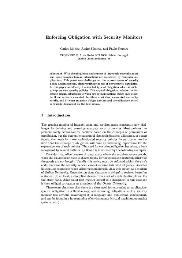(PDF) Enforcing Obligation with Security Monitors