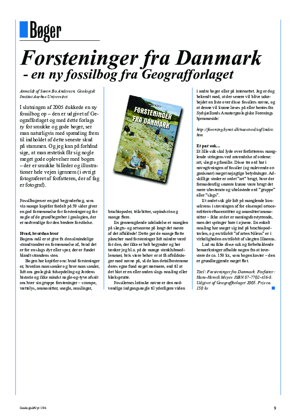 (PDF) Forsteninger fra Danmark - en ny fossilbog fra Geografforlaget