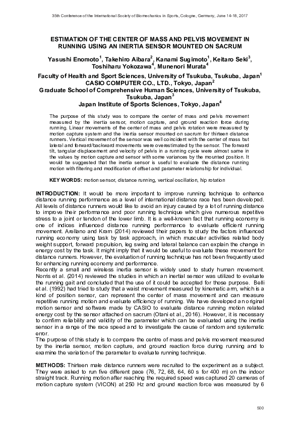(PDF) Estimation of the Center of Mass and Pelvis Movement in Running ...