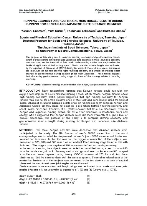 (PDF) Running Economy and Gastrocnemius Muscle Length During Running ...