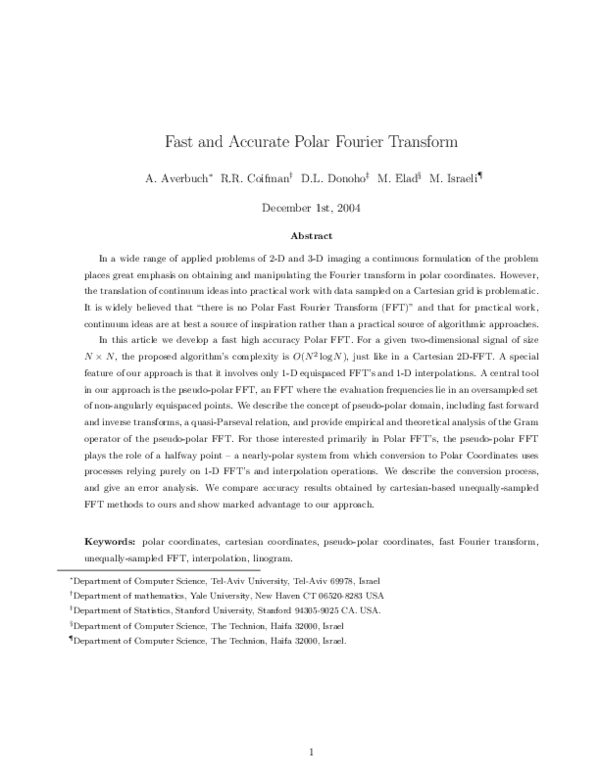 (PDF) Fast and accurate Polar Fourier transform