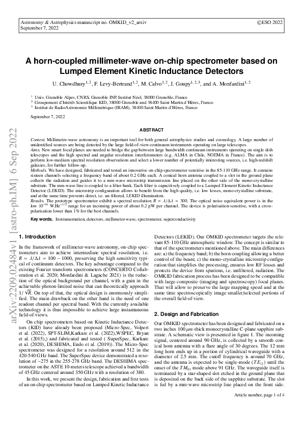(PDF) A horn-coupled millimeter-wave on-chip spectrometer based on ...