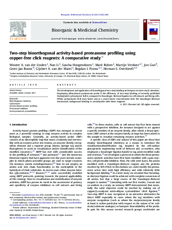 (PDF) Two-step bioorthogonal activity-based proteasome profiling using ...