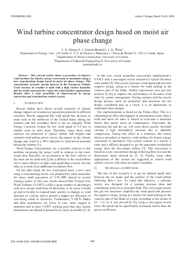 (PDF) Wind turbine concentrator design based on moist air phase change