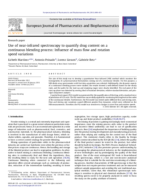 (PDF) Use of near-infrared spectroscopy to quantify drug content on a ...