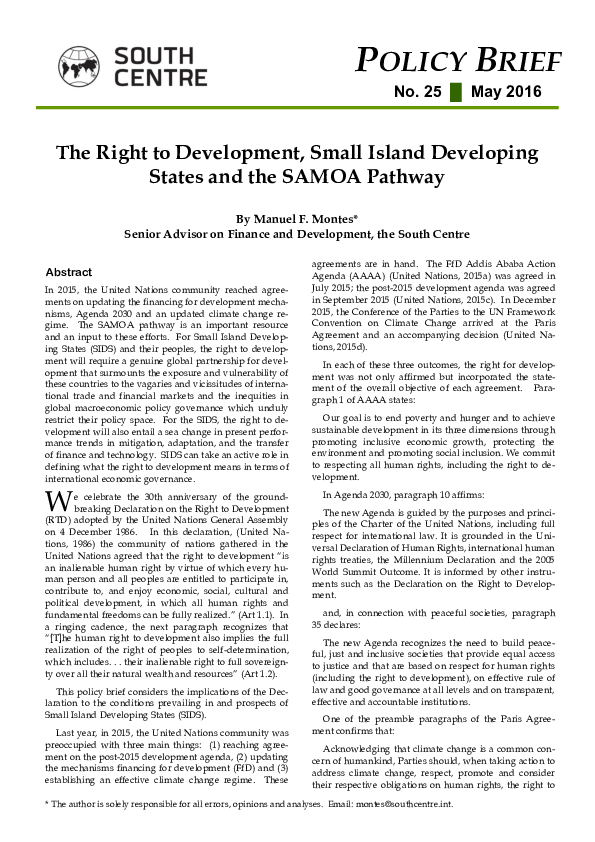 (PDF) The Right to Development, Small Island Developing States and the ...