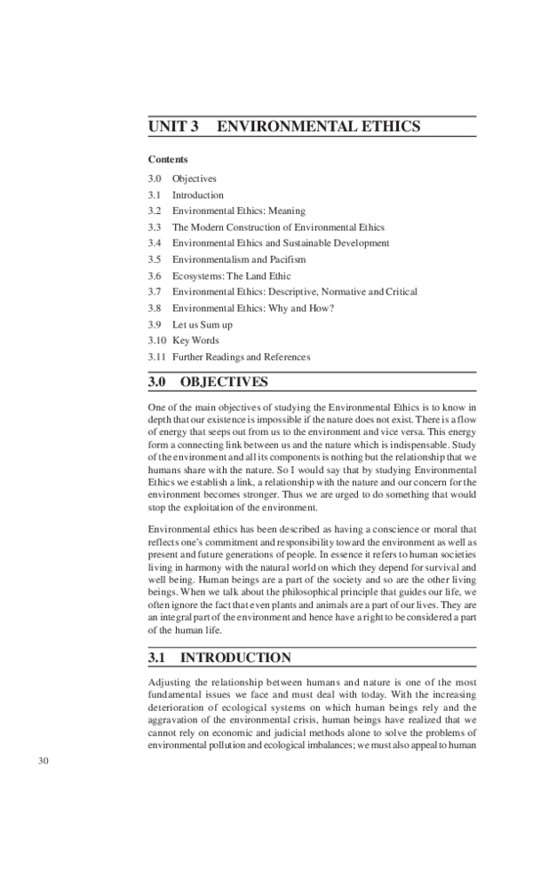 (PDF) Ethics unit Environmental ethics