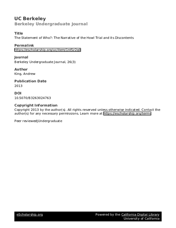 (PDF) The Statement of Who?: The Narrative of the Howl Trial and its ...
