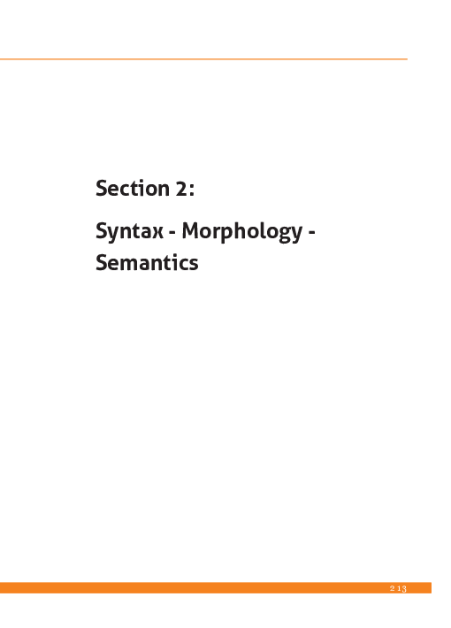 (PDF) Section 2: Syntax - Morphology - Semantics