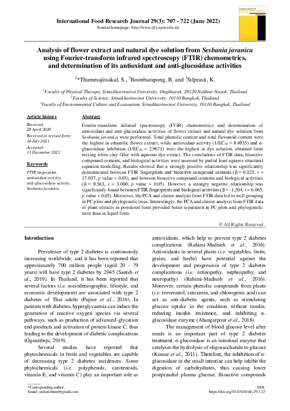 (PDF) Analysis of flower extract and natural dye solution from Sesbania javanica using Fourier ...