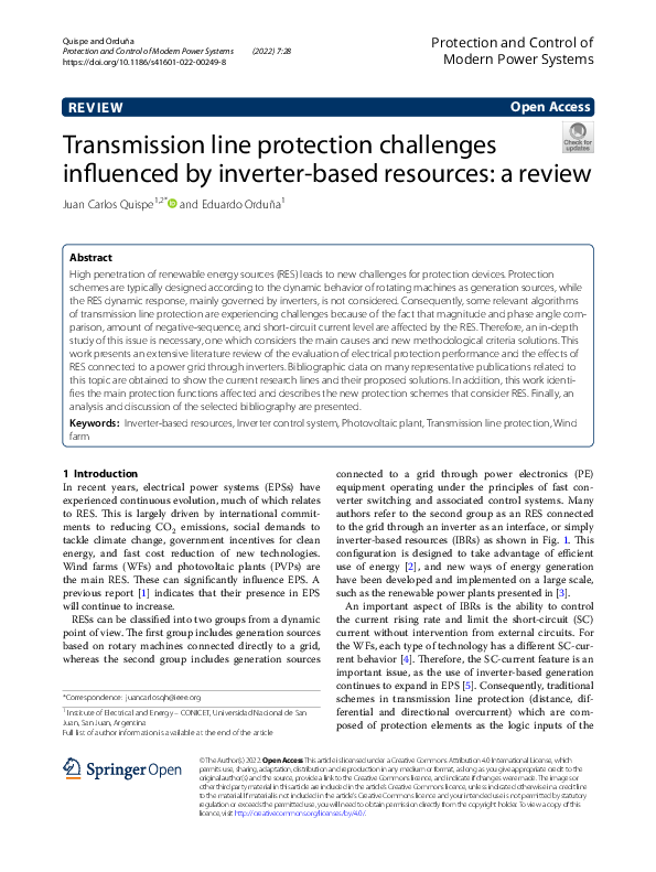 (PDF) Transmission line protection challenges influenced by inverter ...
