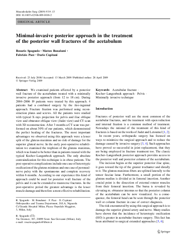 (PDF) Minimal-invasive posterior approach in the treatment of the ...