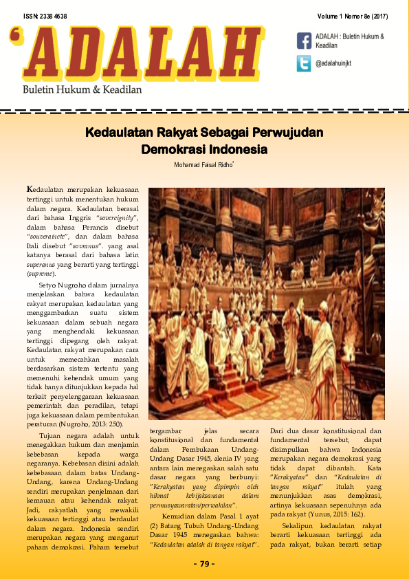 (PDF) Kedaulatan Rakyat Sebagai Perwujudan Demokrasi Indonesia