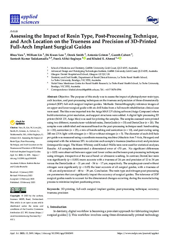 Pdf Assessing The Impact Of Resin Type Post Processing Technique