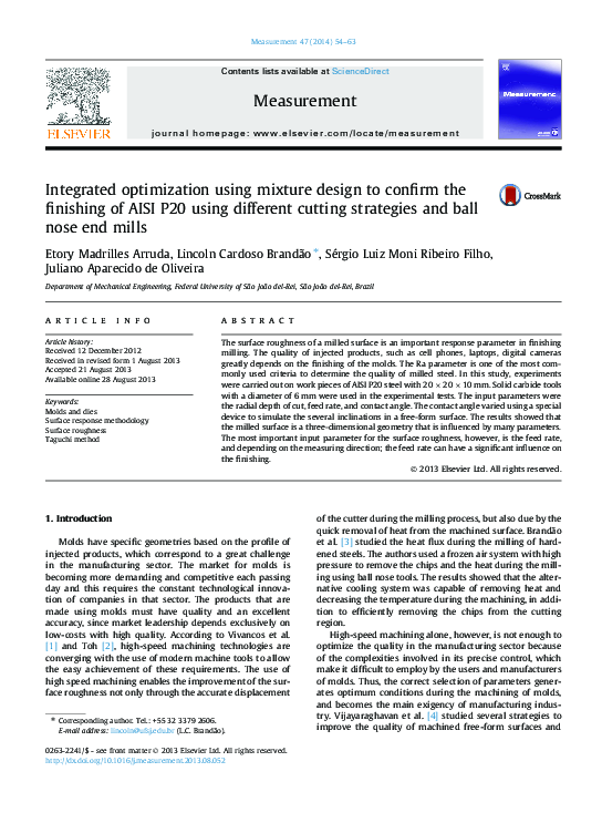 (PDF) Integrated optimization using mixture design to confirm the finishing of AISI P20 using ...