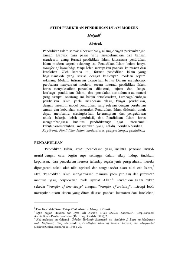 (PDF) Studi Pemikiran Pendidikan Islam Modern