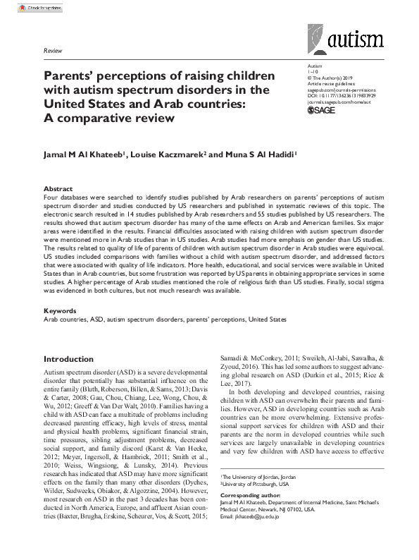 (PDF) Parents’ perceptions of raising children with autism spectrum ...