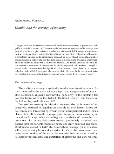 (PDF) Hamlet and the revenge of memory