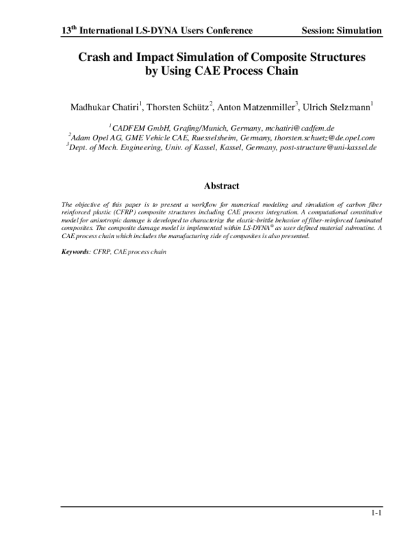 (PDF) Crash and Impact Simulation of Composite Structures by Using CAE ...