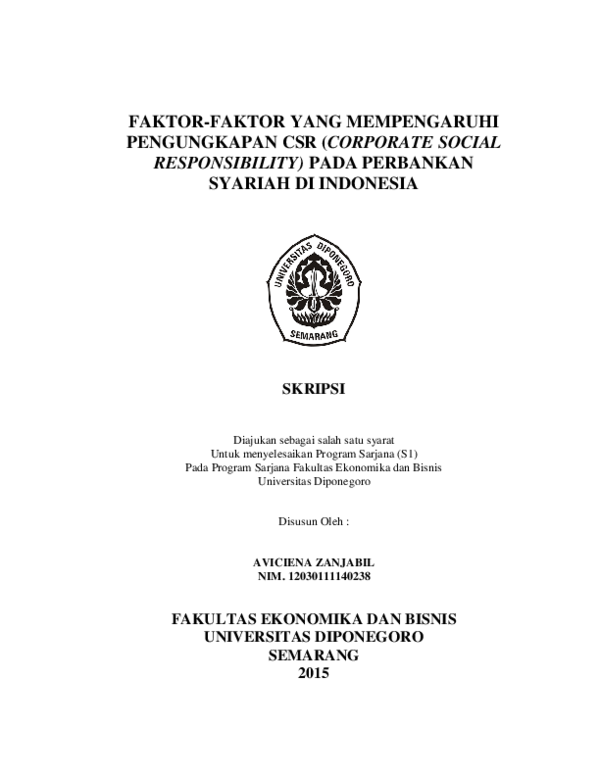 (PDF) Faktor-Faktor Yang Mempengaruhi Pengungkapan CSR (Corporate ...