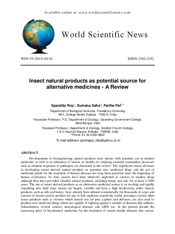 (PDF) Insect natural products as potential source for alternative ...