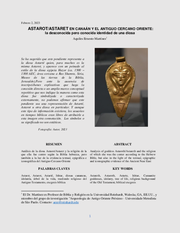 (PDF) ASTAROT/ASTARET EN CANAÁN Y EL ANTIGUO CERCANO ORIENTE: la ...