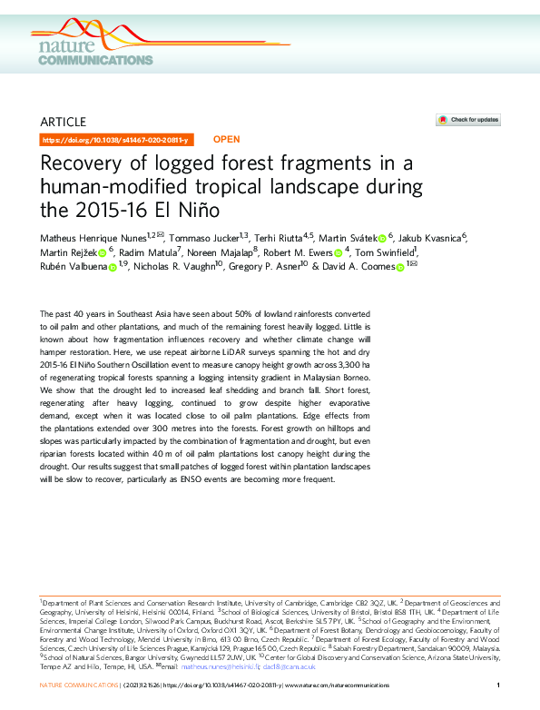 (PDF) Recovery of logged forest fragments in a human-modified tropical ...