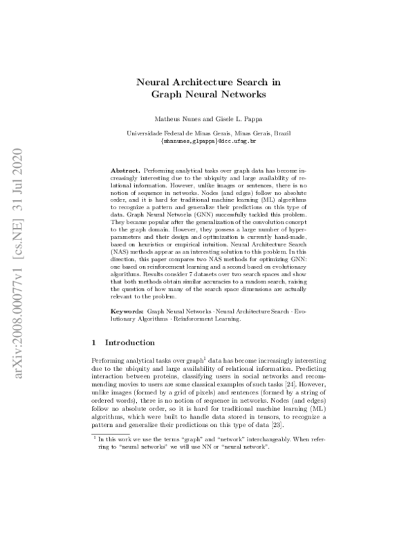 Pdf Neural Architecture Search In Graph Neural Networks