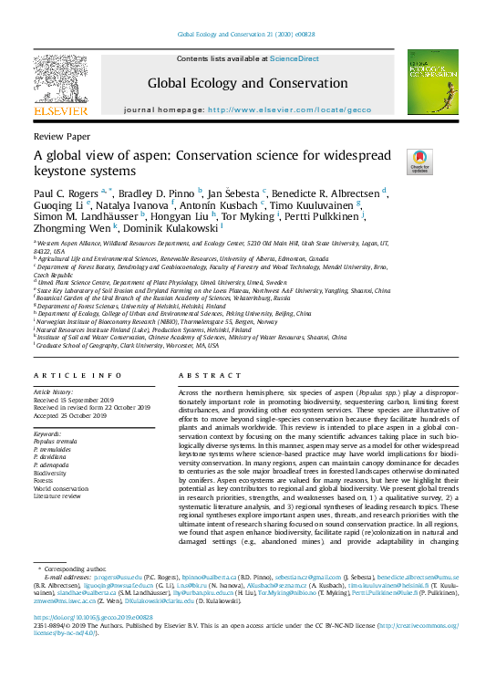 (PDF) A global view of aspen: Conservation science for widespread ...