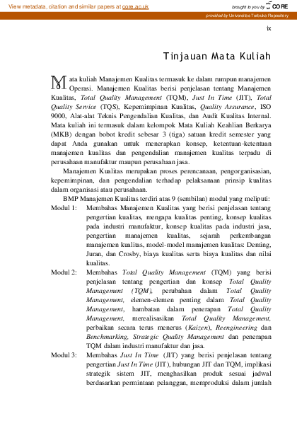 (PDF) Manajemen Kualitas