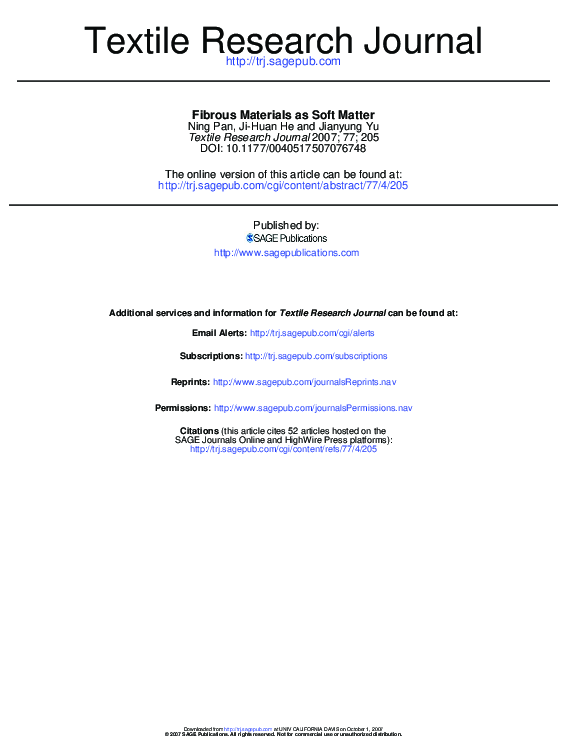 (PDF) Fibrous Materials as Soft Matter