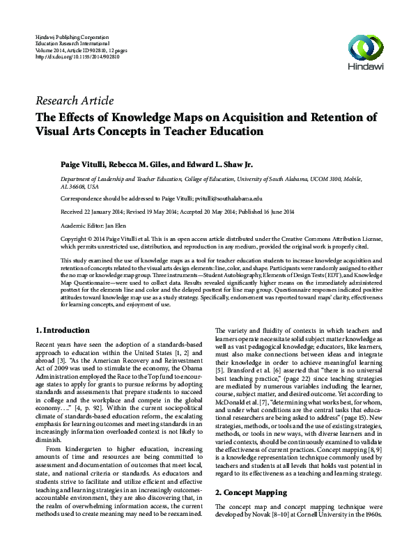 The Effects of Knowledge Maps on Acquisition and Retention of Visual ...