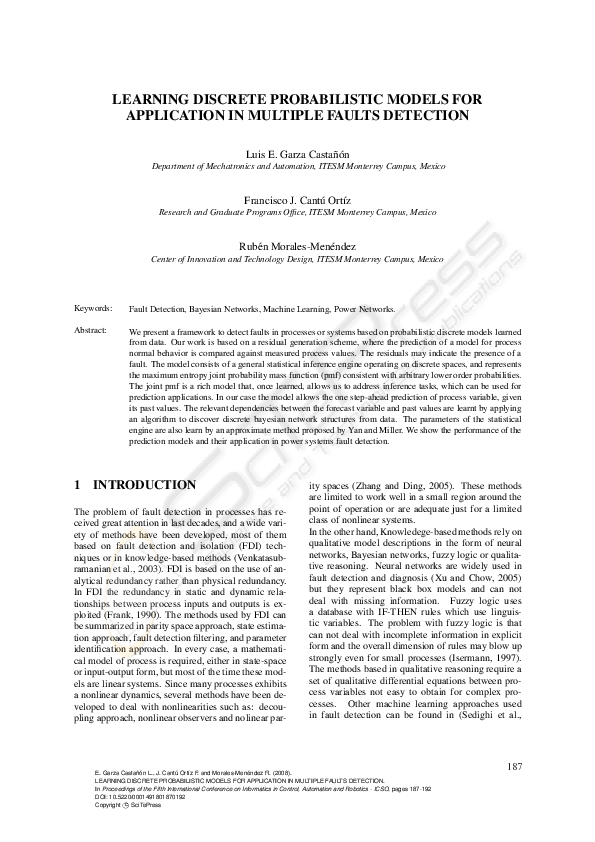 (PDF) Learning Discrete Probabilistic Models for Application in Multiple Faults Detection ...