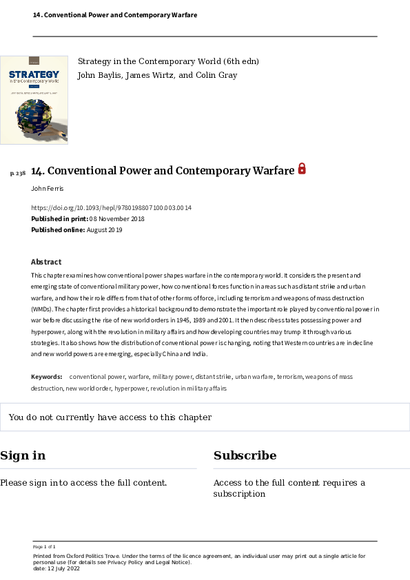 (PDF) 14. Conventional Power and Contemporary Warfare