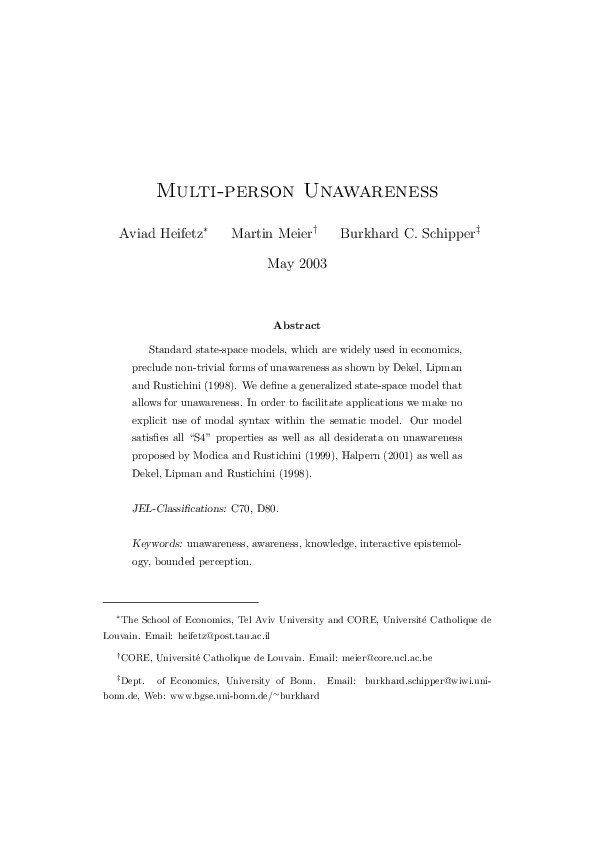 (PDF) Multi-person unawareness