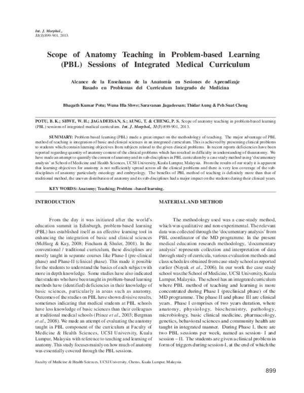 (PDF) Scope of Anatomy Teaching in Problem-based Learning (PBL ...