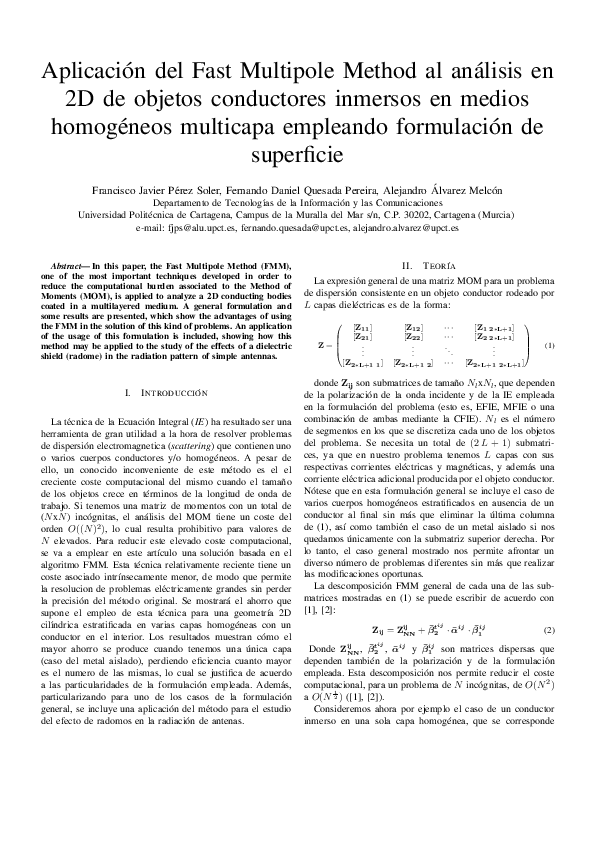 (PDF) Aplicacion del Fast Multipole Method al analisis en 2D de objetos ...