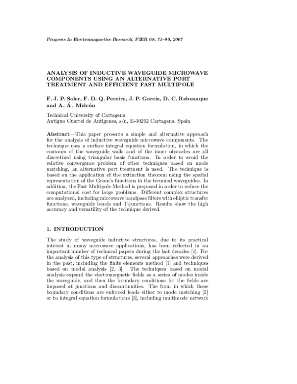 (PDF) Analysis of Inductive Waveguide Microwave Components Using an Alternative Port Treatment ...