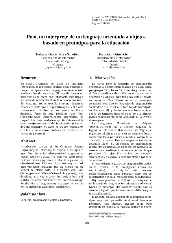 Pdf Pooi Un Intérprete De Un Lenguaje Orientado A Objetos Basado En Prototipos Para La