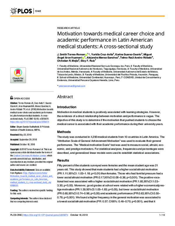 (PDF) Motivation towards medical career choice and academic performance ...