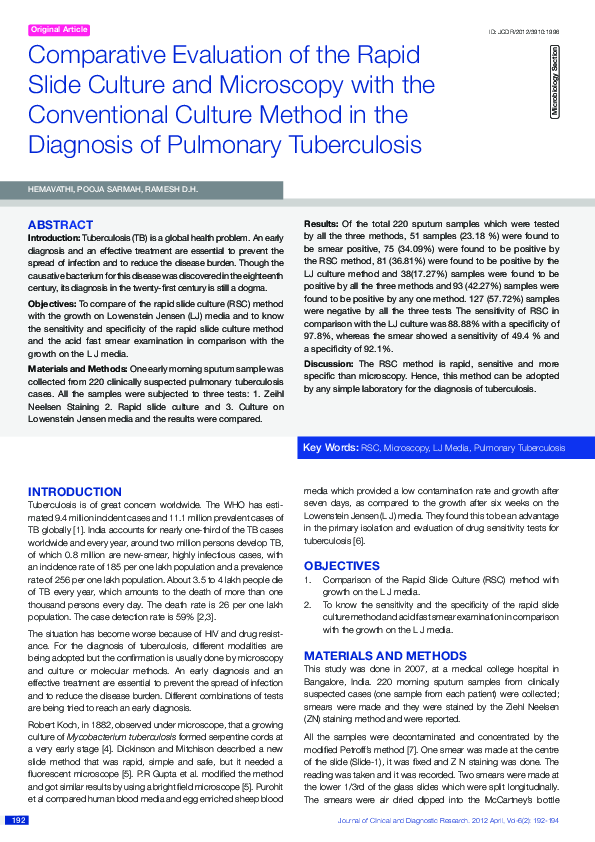 (PDF) Comparative Evaluation of the Rapid Slide Culture and Microscopy ...