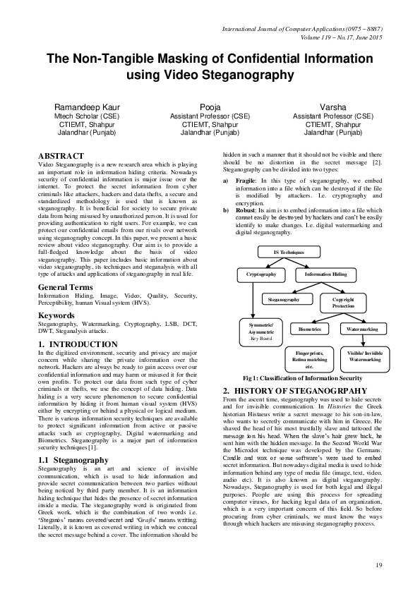 (PDF) The Non-Tangible Masking of Confidential Information using Video ...