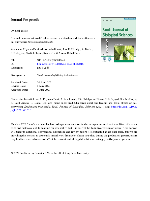 (PDF) Bis- and mono-substituted Chalcones exert anti-feedant and toxic ...