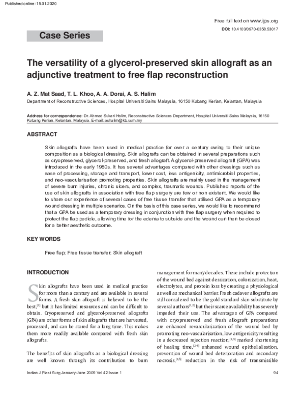 (PDF) The versatility of a glycerol-preserved skin allograft as an ...