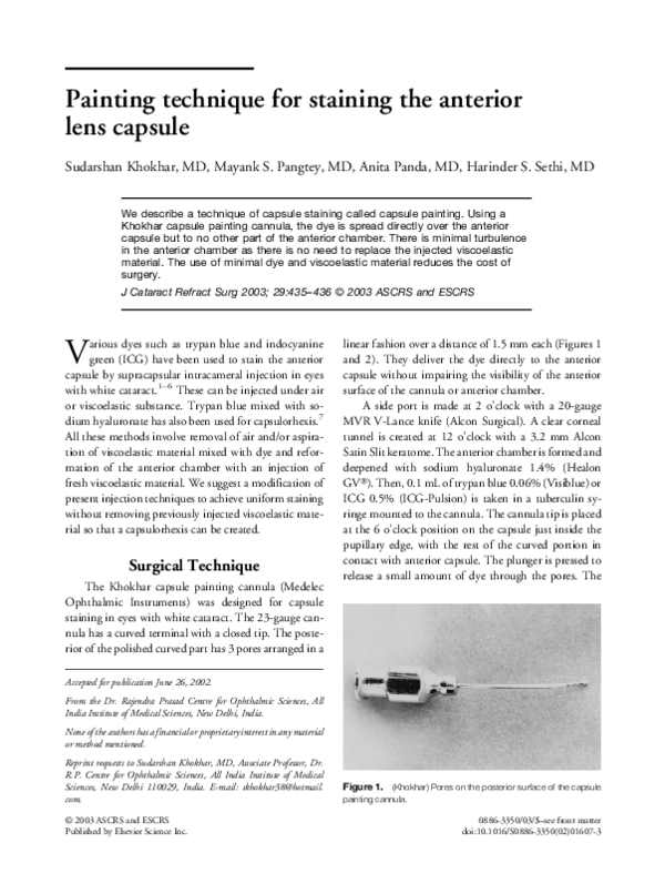 (PDF) Painting technique for staining the anterior lens capsule